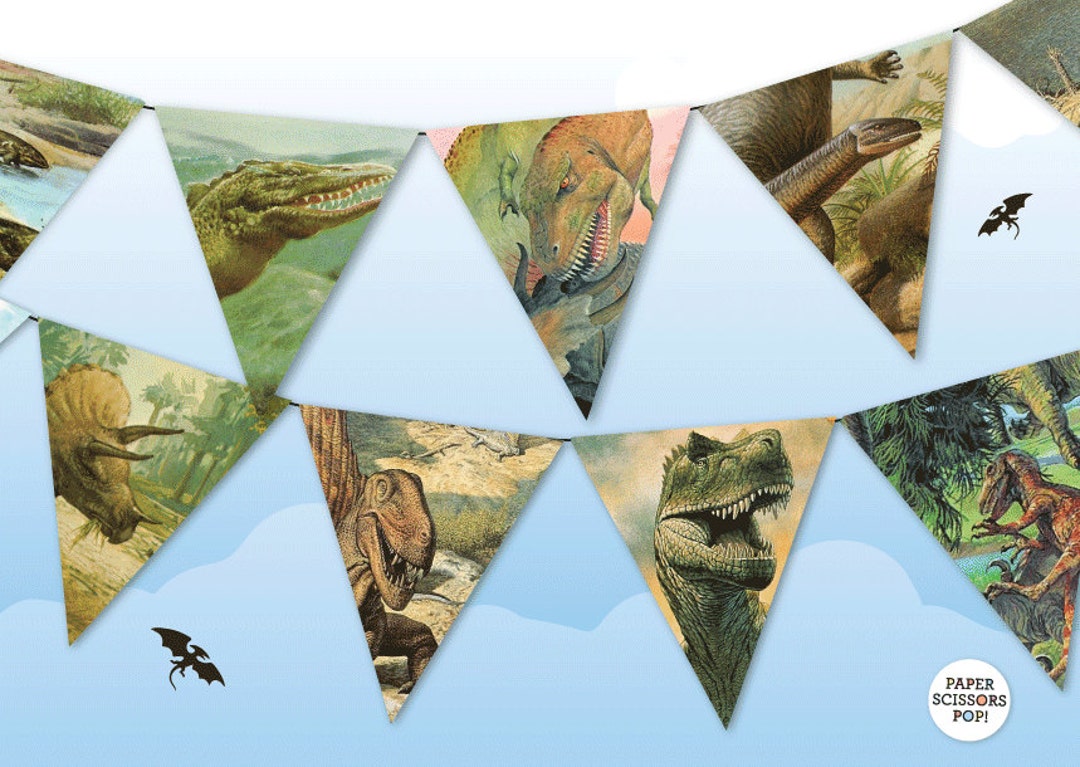 Dinosaur Banner Jurassic World Party, Dinosaur Decor. Archaeological ...