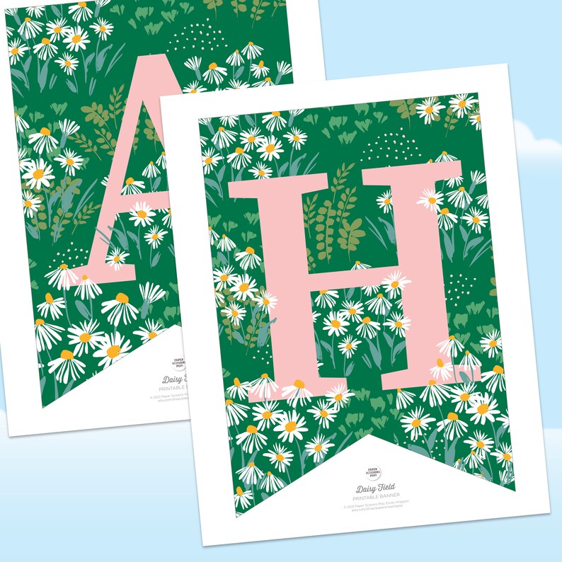 Printable Daisy Alphabet Banner Set, Floral Birthday Garland, Floral ...