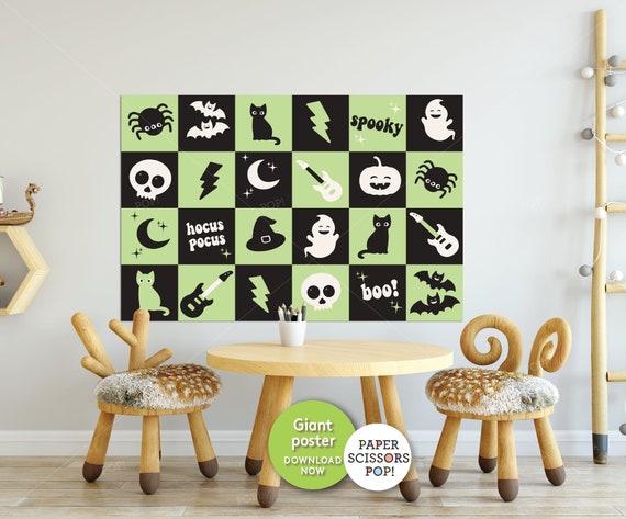 Large Kids Halloween Poster Printable Cute Green Halloween - Etsy