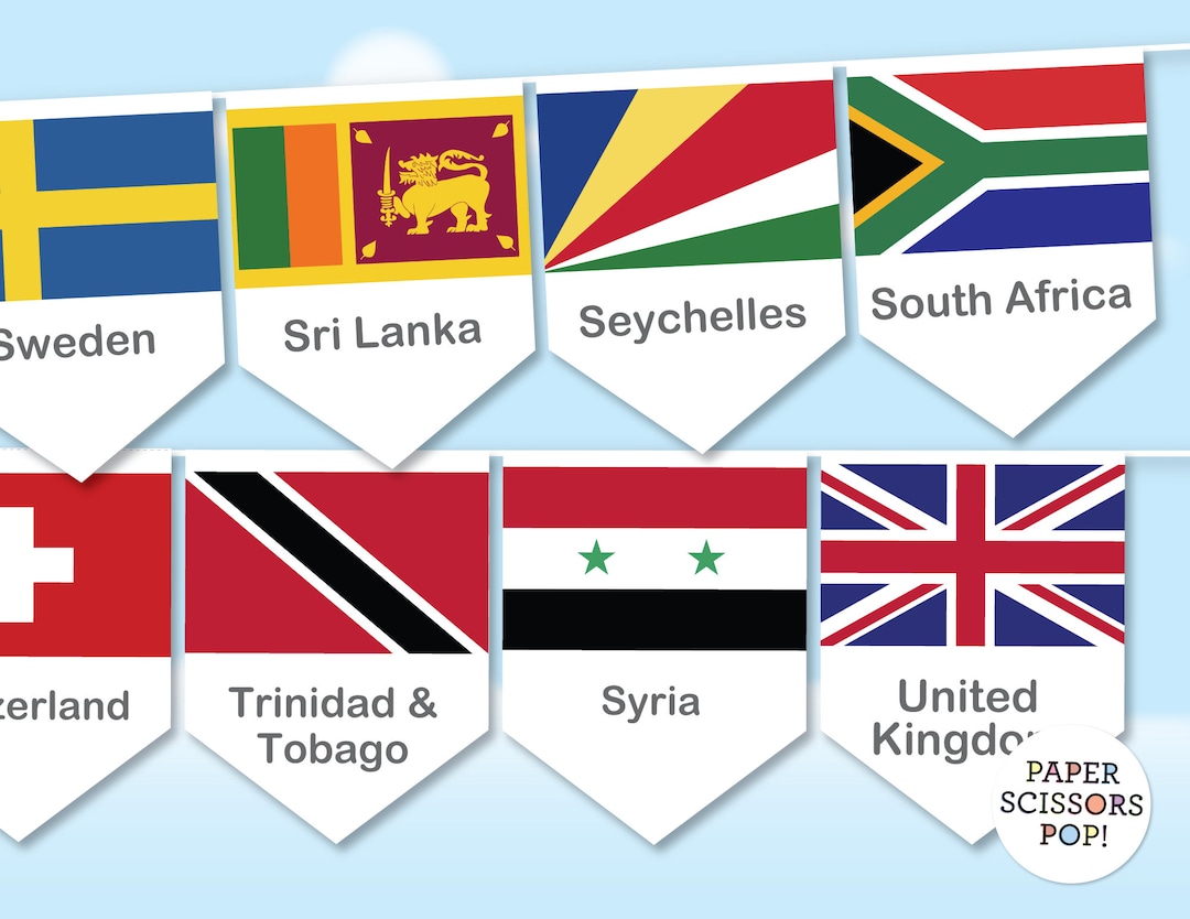 World Flags Classroom Decor, International Flags Banner, Printable ...