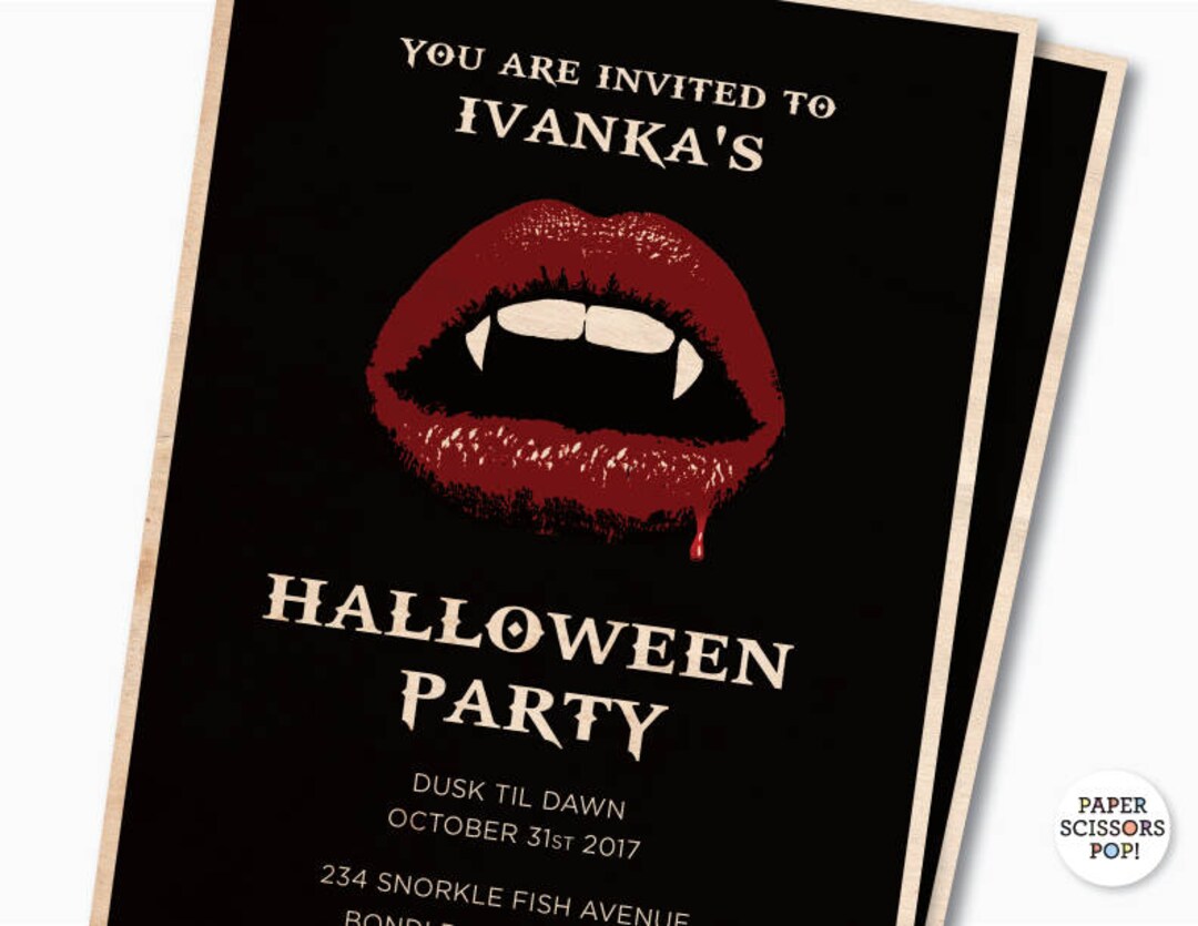 Printable Halloween Party Invitation, Sexy Gothic Vampire Party Invite ...