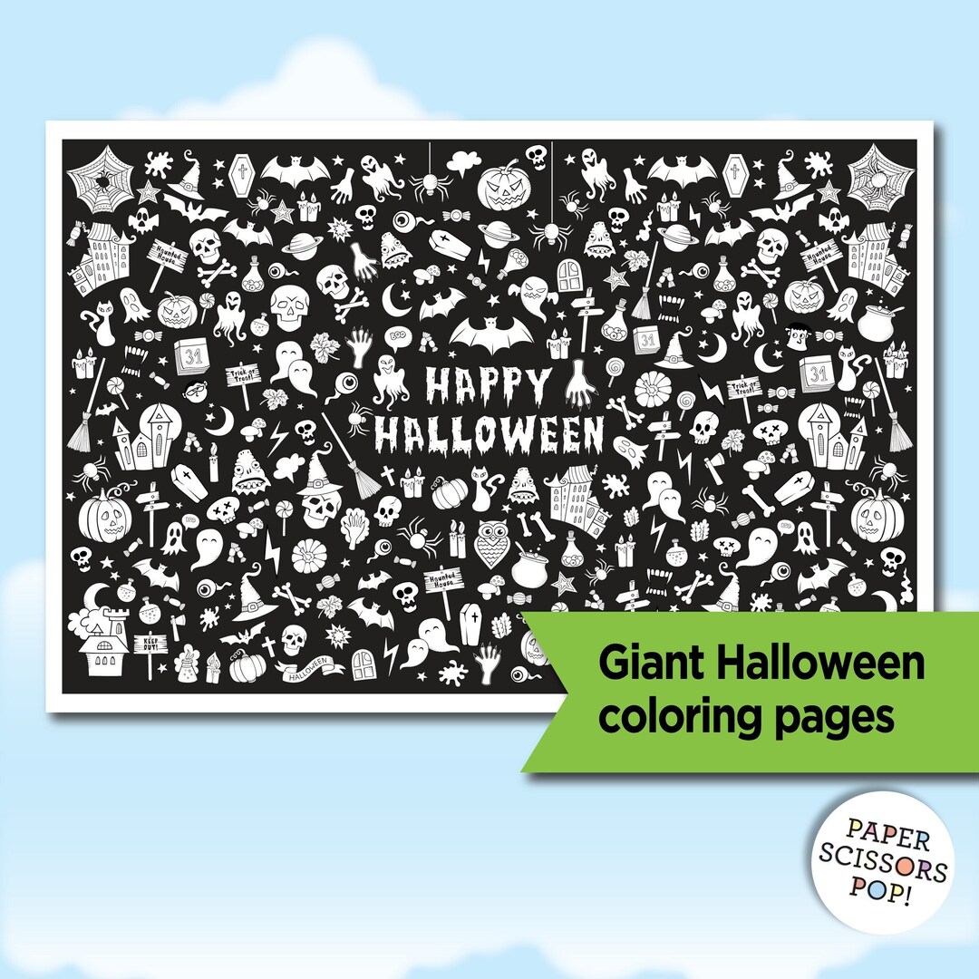 Giant Halloween Coloring Page Instant Download, Printable Halloween ...