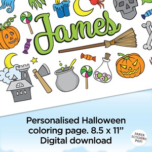 Personalized Coloring Page for Halloween, Printable Halloween Name ...