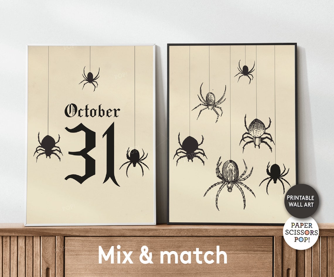 Vintage Spider Wall Art Printable Poster Spider Halloween - Etsy