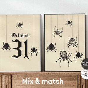 Vintage Spider Wall Art Printable Poster, Spider Halloween Decor ...
