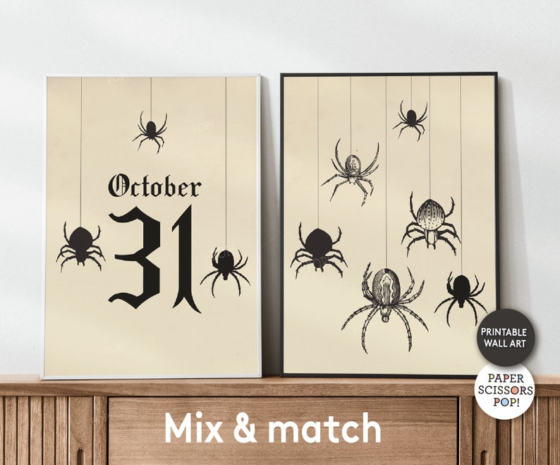 Vintage Spider Wall Art Printable Poster Spider Halloween - Etsy