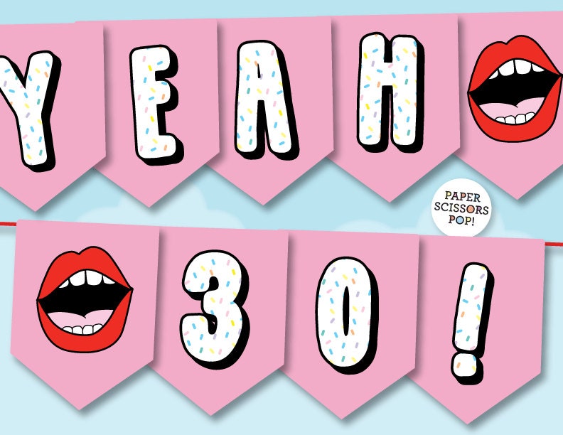 Yeah 30 Birthday Banner Printable 30th Birthday Banner 30th | Etsy