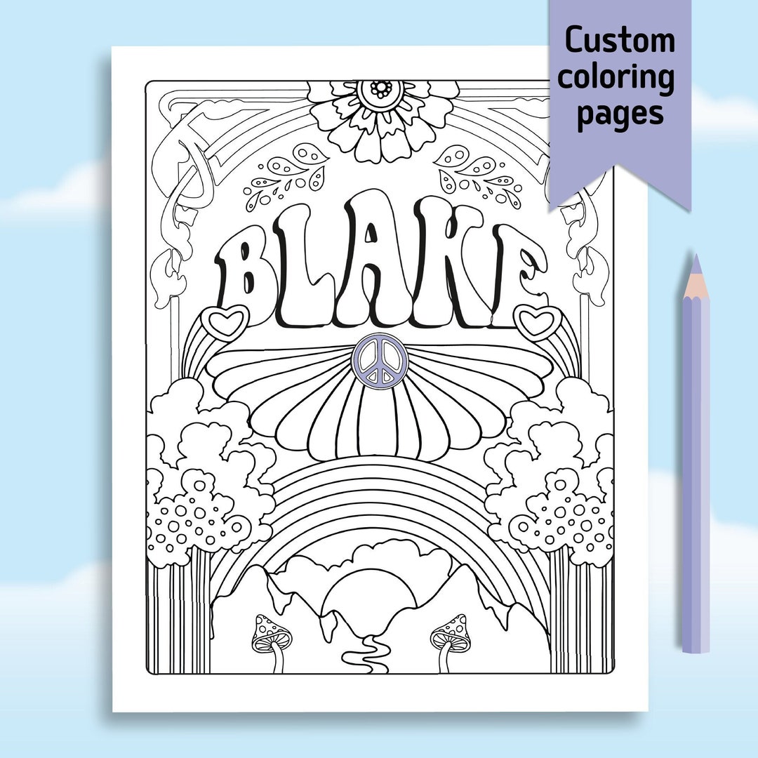Retro Custom Coloring Page Printable, Girls Coloring Page, Adult ...