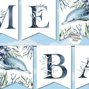 Dolphin Welcome Baby Banner, Printable Watercolor Banner, Under the Sea ...