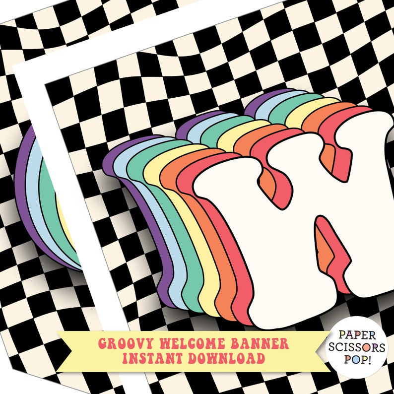 Groovy Welcome Banner, Rainbow Welcome Banner, Groovy Garland, Groovy ...