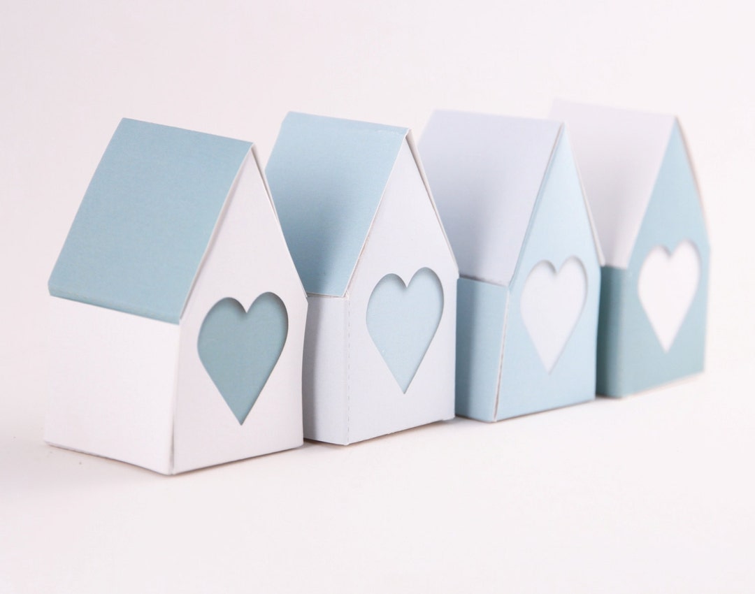 Heart Favor Boxes, Wedding Favor Gift Boxes, Pastel Blue Hearts, Bridal ...