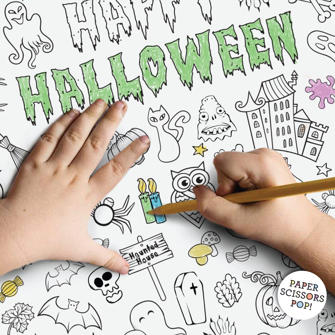 Giant Halloween Coloring Page, Instant Download Printable Halloween ...
