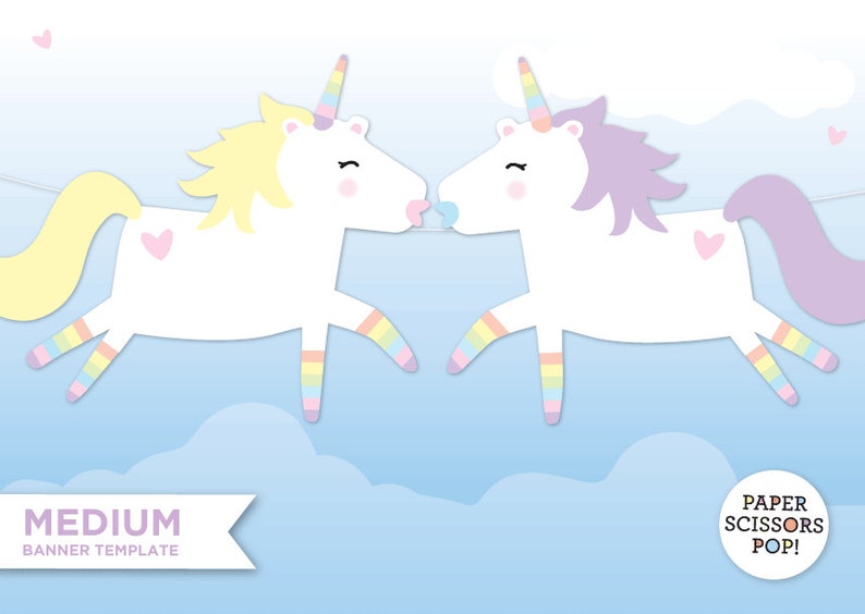 Kissing Unicorns Printable Bunting Banner Valentines | Etsy