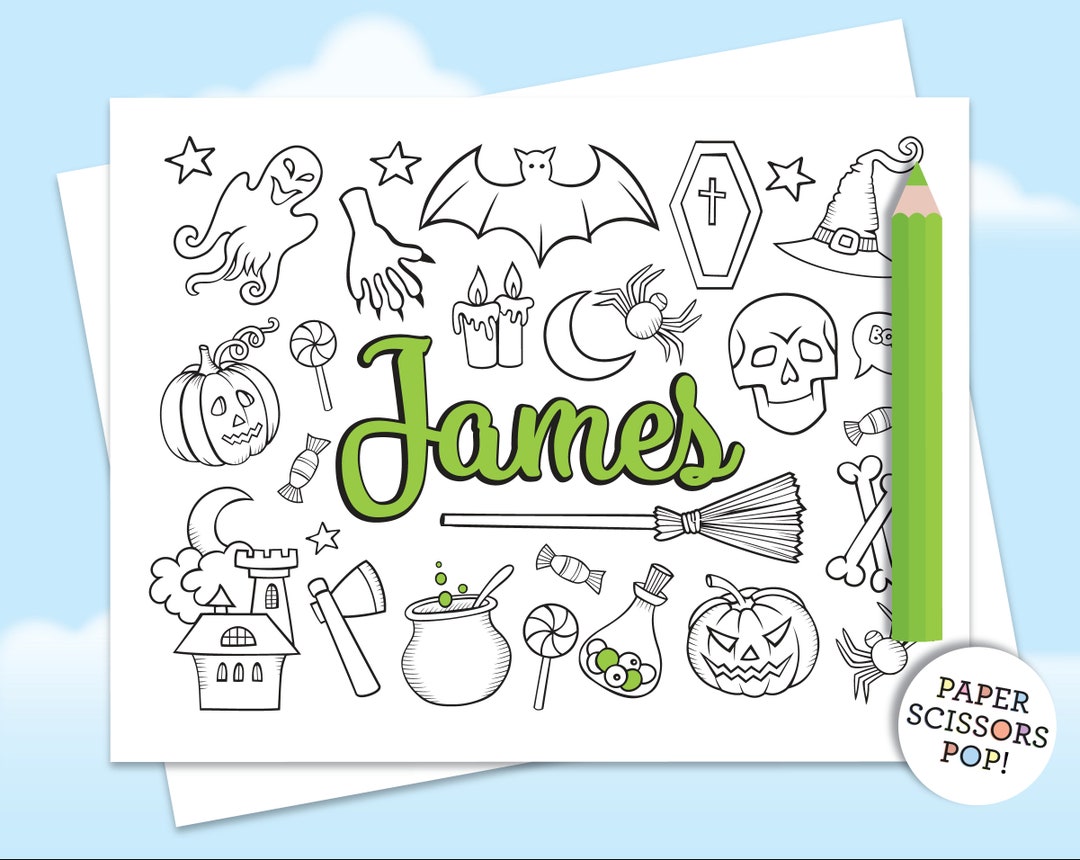 Personalized Coloring Page for Halloween, Printable Halloween Name ...