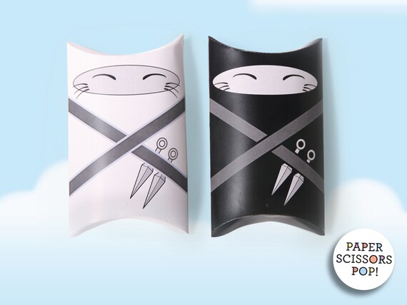 Ninja cat pillow box printable, cat gift card box, Kung fu gift card ...