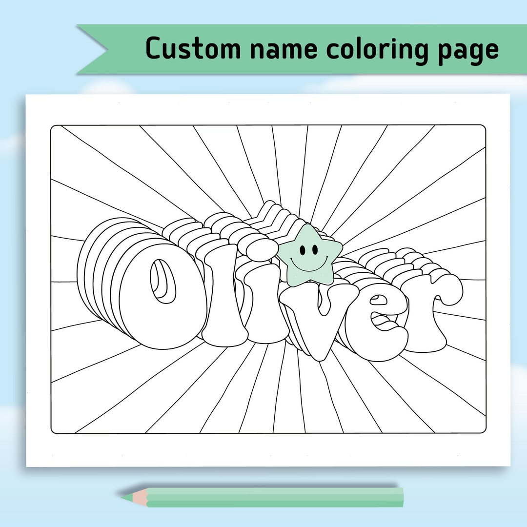 Custom Name Coloring Page for Kids Placemat or Name Sign, Digital ...