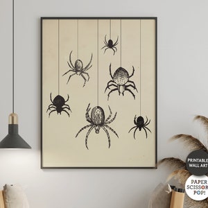 Vintage Spider Wall Art Printable Poster, Spider Halloween Decor ...