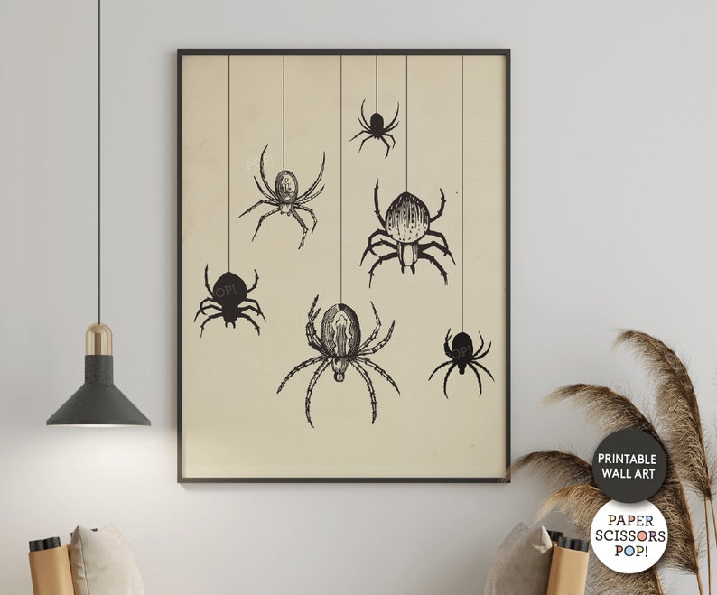 Vintage Spider Wall Art Printable Poster Spider Halloween - Etsy