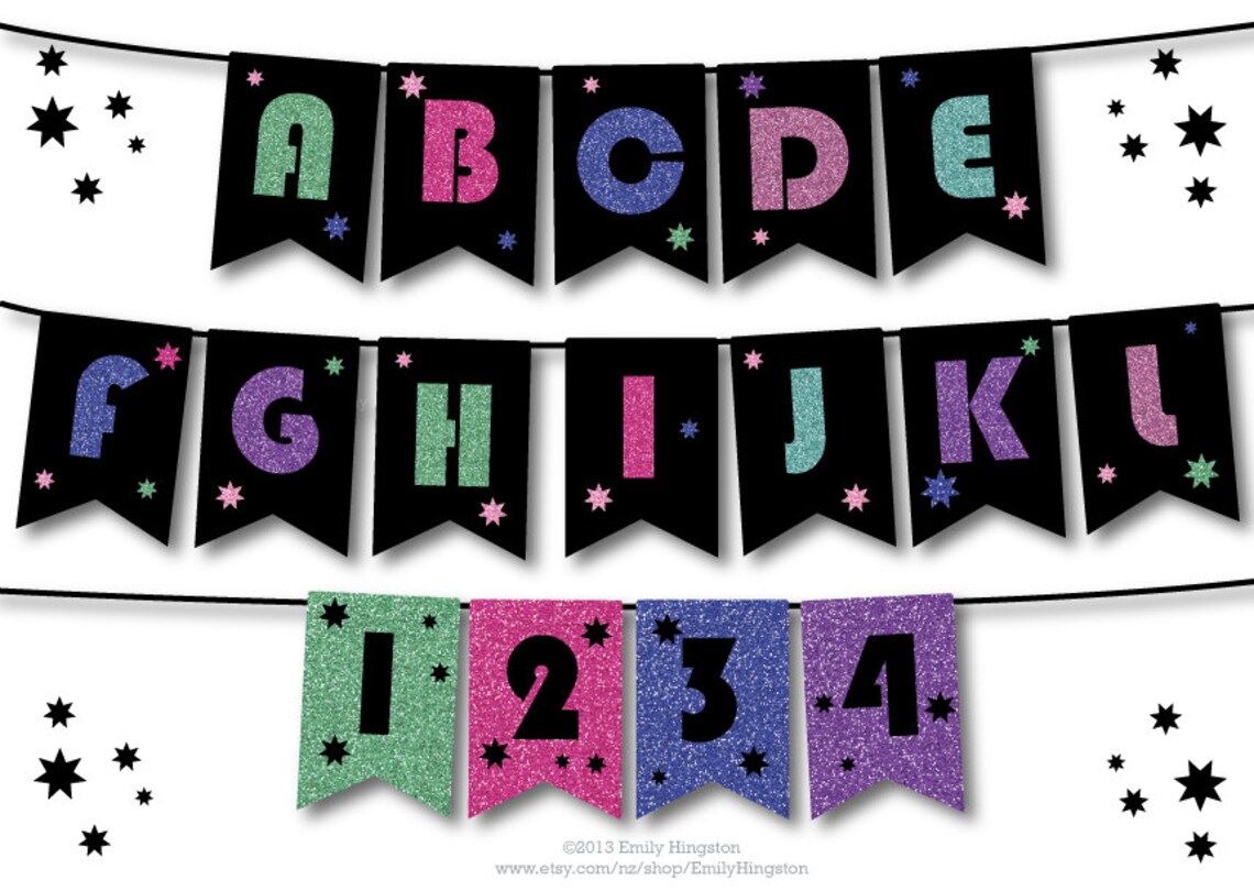 Alphabet Template Personalized Banner DIY Birthday Banner - Etsy
