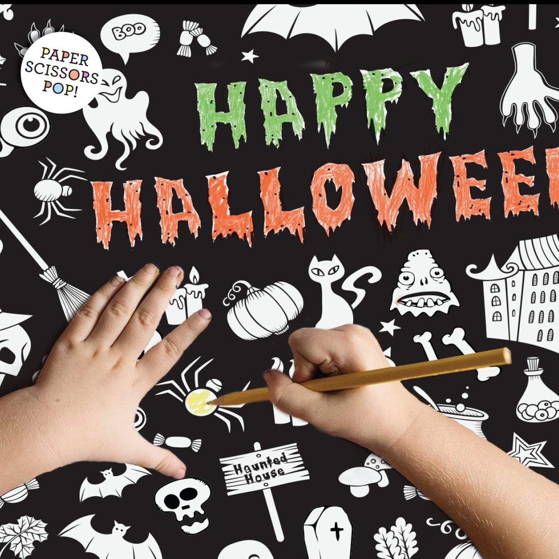Giant Halloween Coloring Page Instant Download, Printable Halloween ...