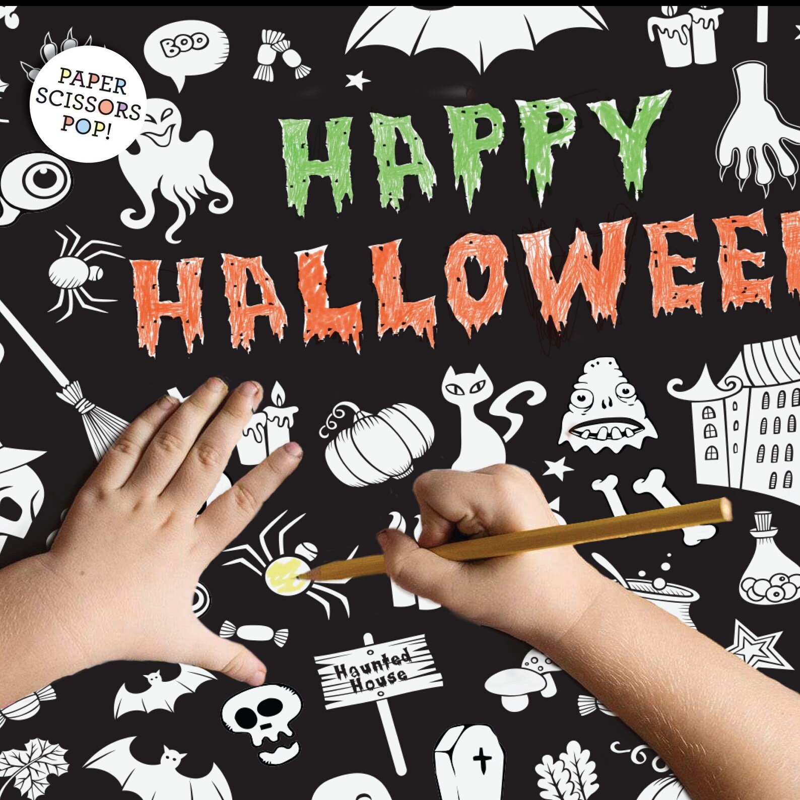 Giant Halloween Coloring Page Instant Download, Printable Halloween ...