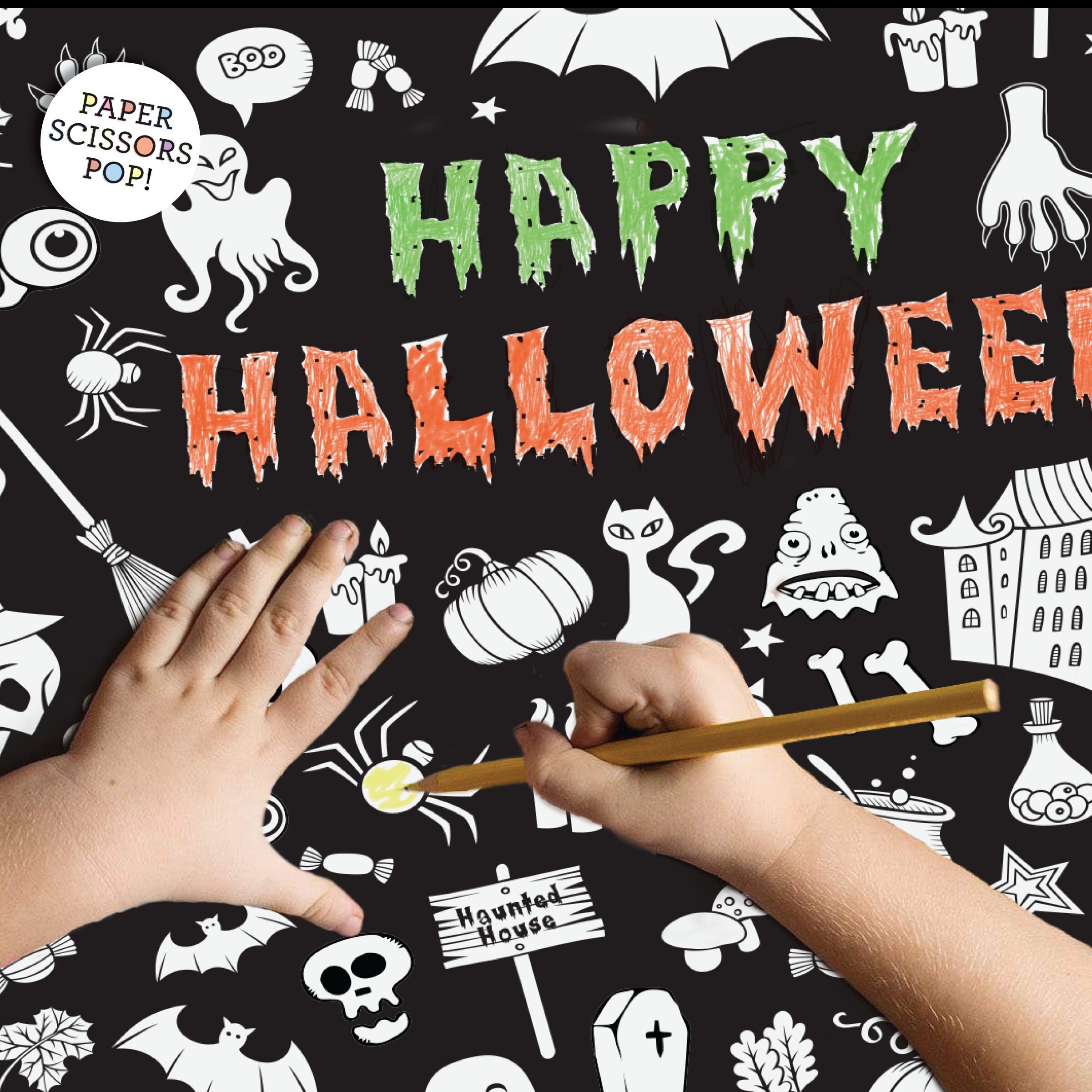 Giant Halloween Coloring Page Instant Download, Printable Halloween ...