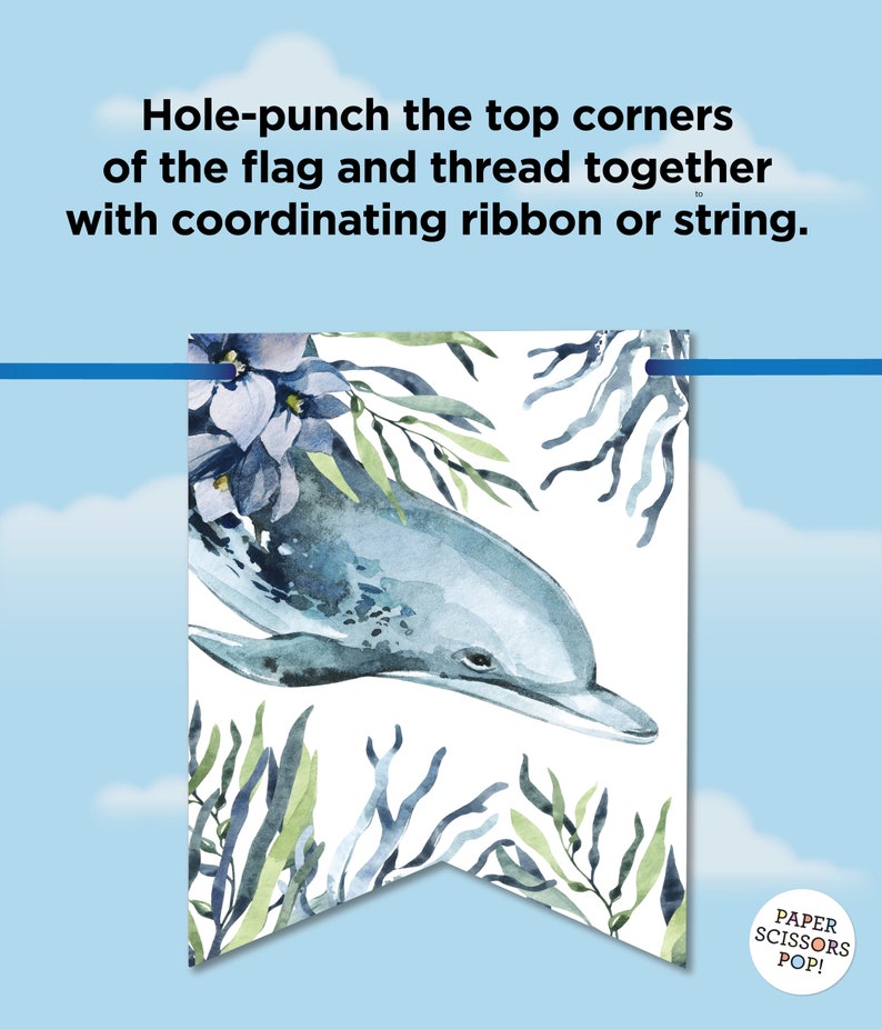 Dolphin Welcome Baby Banner Printable Watercolor Banner - Etsy