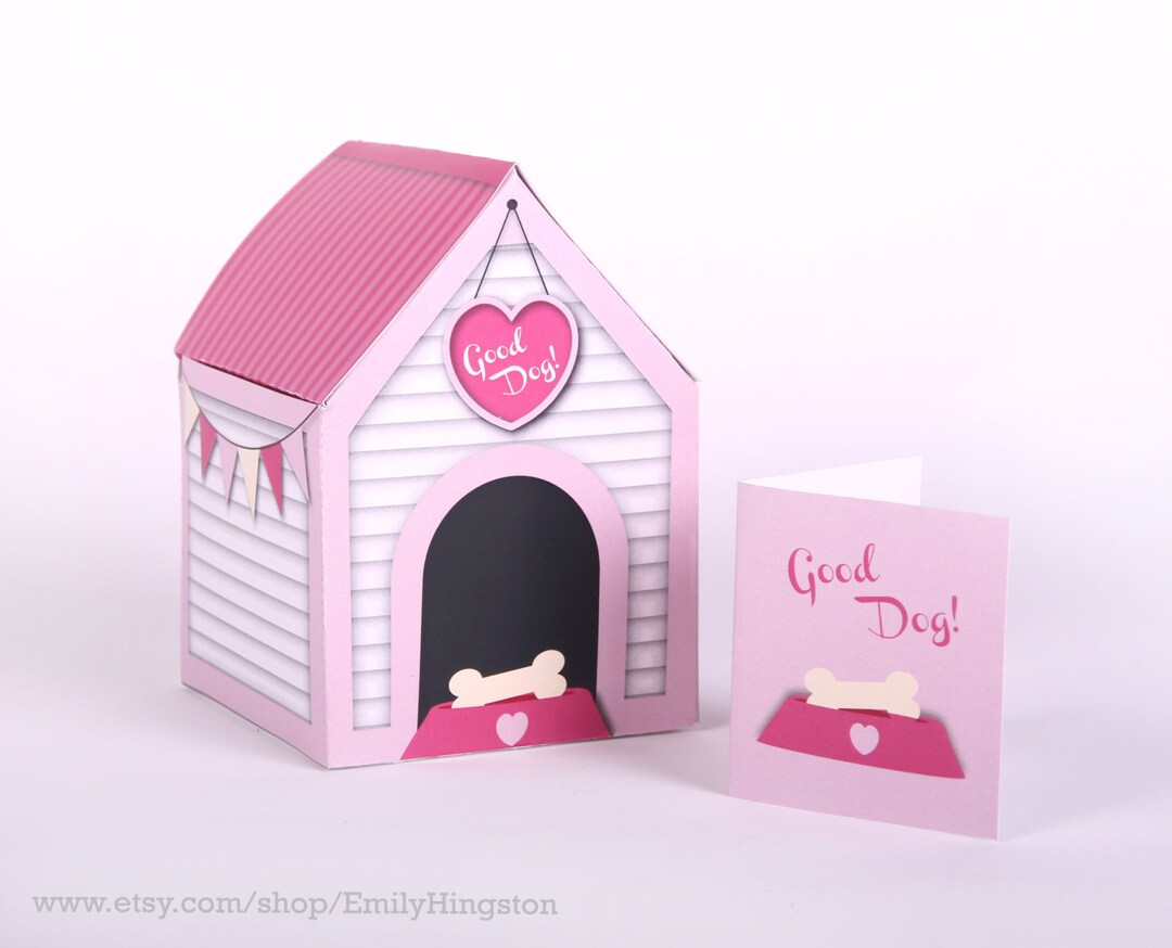 Pink Puppy Party Favors, Printable Gift Box , Pet Birthday Gift Dog ...