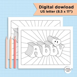 Custom Name Coloring Page for Kids Placemat or Name Sign, Digital ...