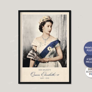 Young Queen Elizabeth Memorial Printable Poster, Instant Download ...