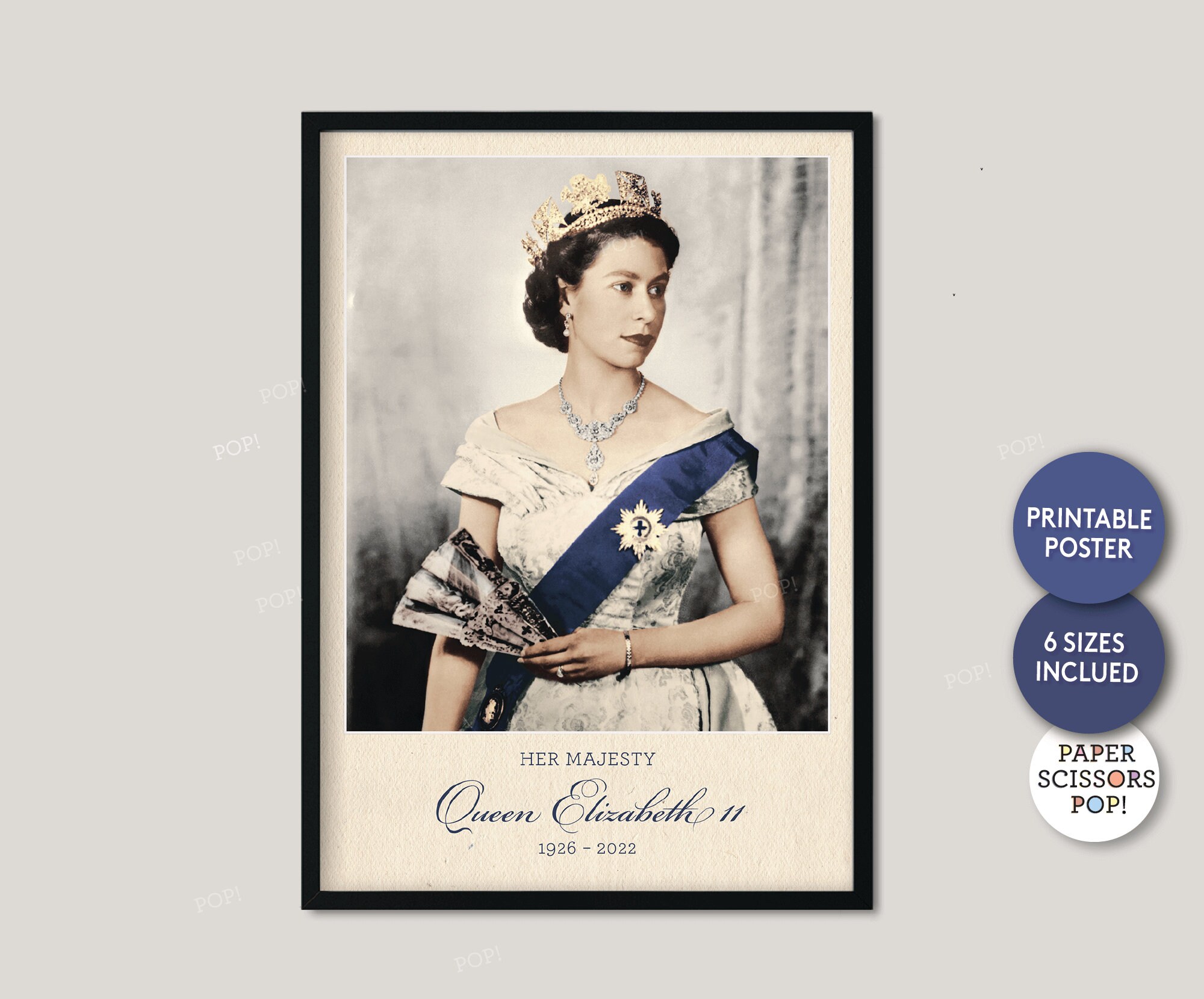 Young Queen Elizabeth Memorial Printable Poster Instant - Etsy UK