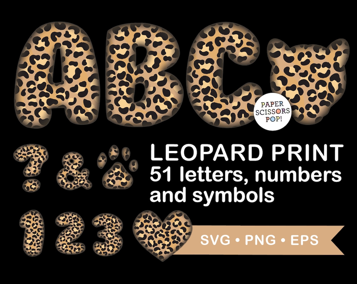 Leopard Print Alphabet Set Leopard Font Clipart Leopard SVG - Etsy