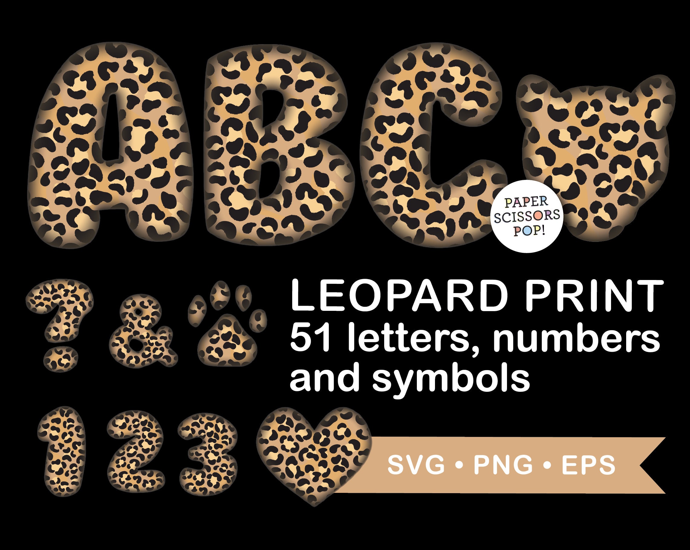 Leopard Print Alphabet Set, Leopard Font Clipart, Leopard SVG Letters ...