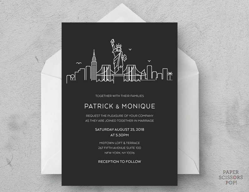 New York Invitation New York Wedding Invitation Minimalist | Etsy