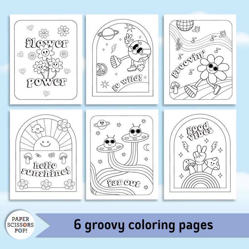 Groovy Coloring Page Gallery, Cute Kids Coloring Sheets, Instant ...