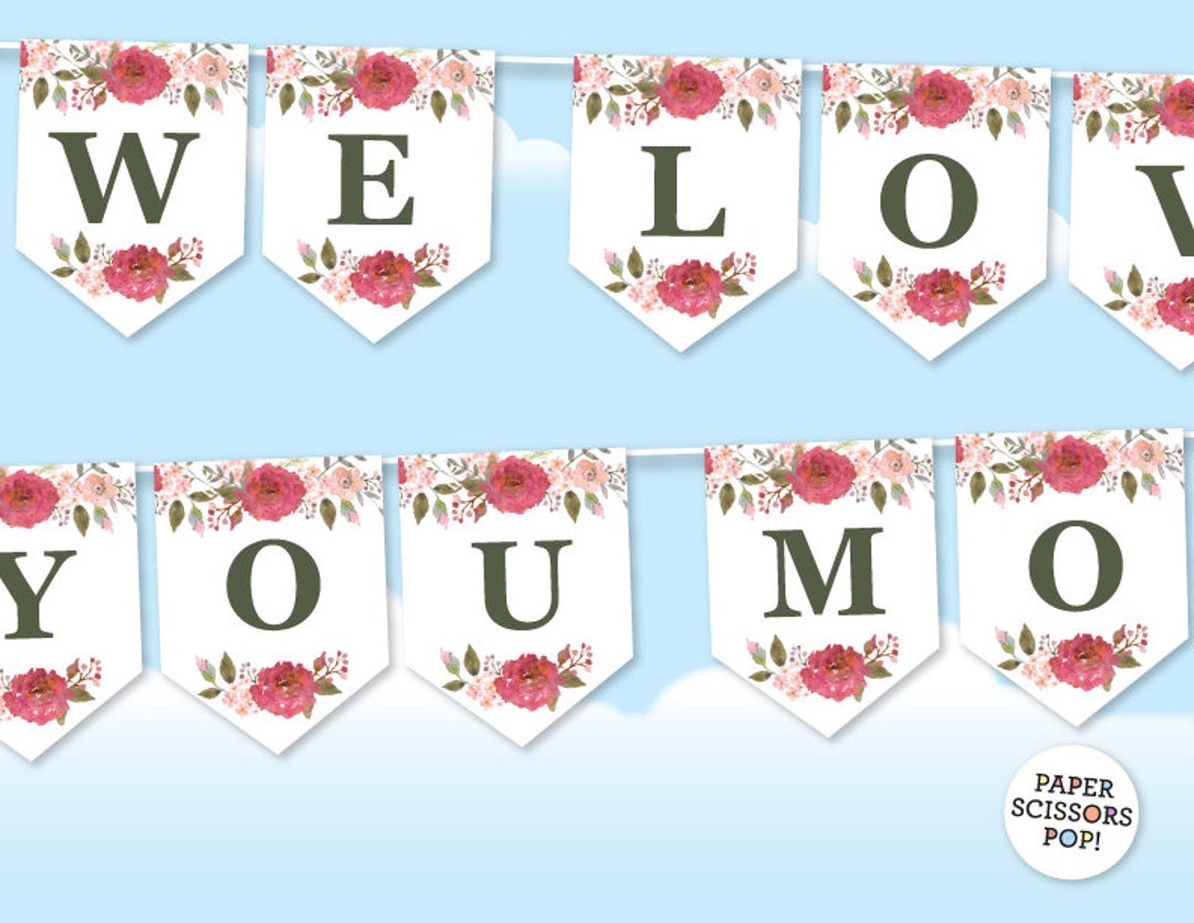 Happy Mother's Day Editable Banner Watercolor Roses Mothers Day Decor ...