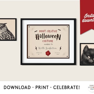 Halloween Costume Award Certificate Bundle, Printable Halloween ...
