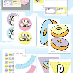 Donut Party Printable Set, Donut Photo Props, Donut Party Pack, Donut ...