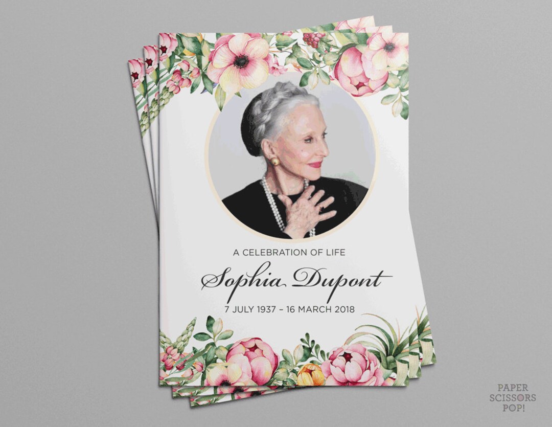 Funeral Program, Floral Funeral Program, Personalized Flowers Order of ...