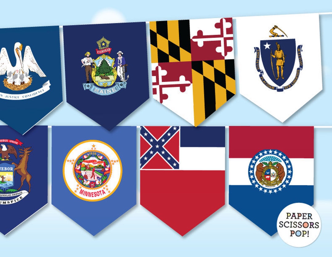 Independence Day State Flags Banner, Classroom Decor, American State ...