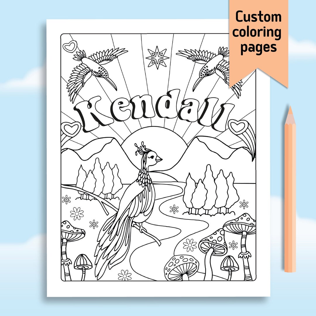 Personalized Coloring Page Printable, Girls Coloring Page, Adult ...