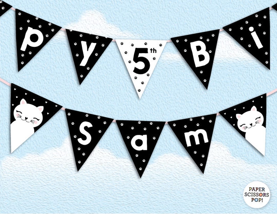 Kitten Birthday Banner Kitten Party Decor, Kitten Garland, Cat Party ...