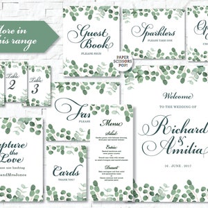 Eucalyptus Table Numbers, Botanical Wedding Table Numbers 5 X 7 ...