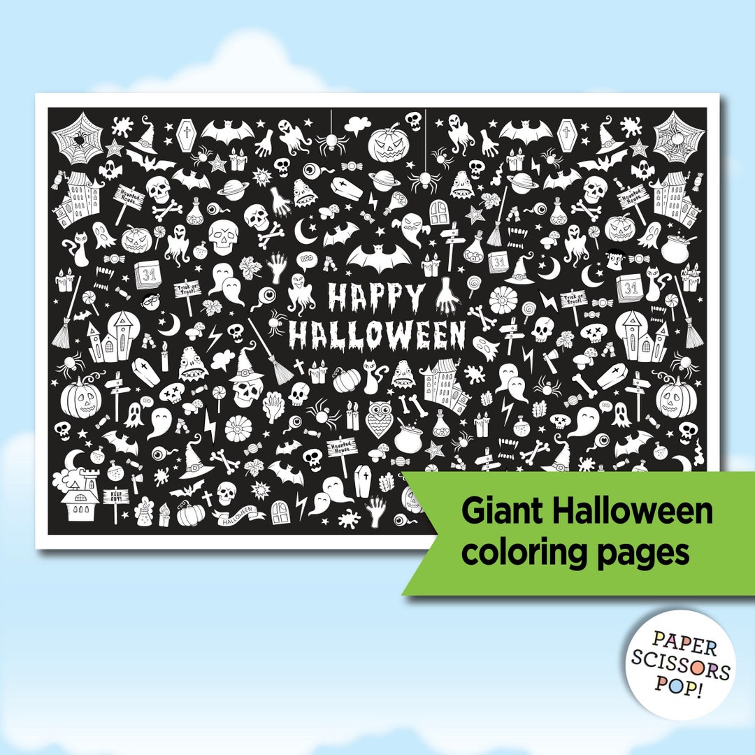 Giant Halloween Coloring Page Instant Download Printable - Etsy New Zealand