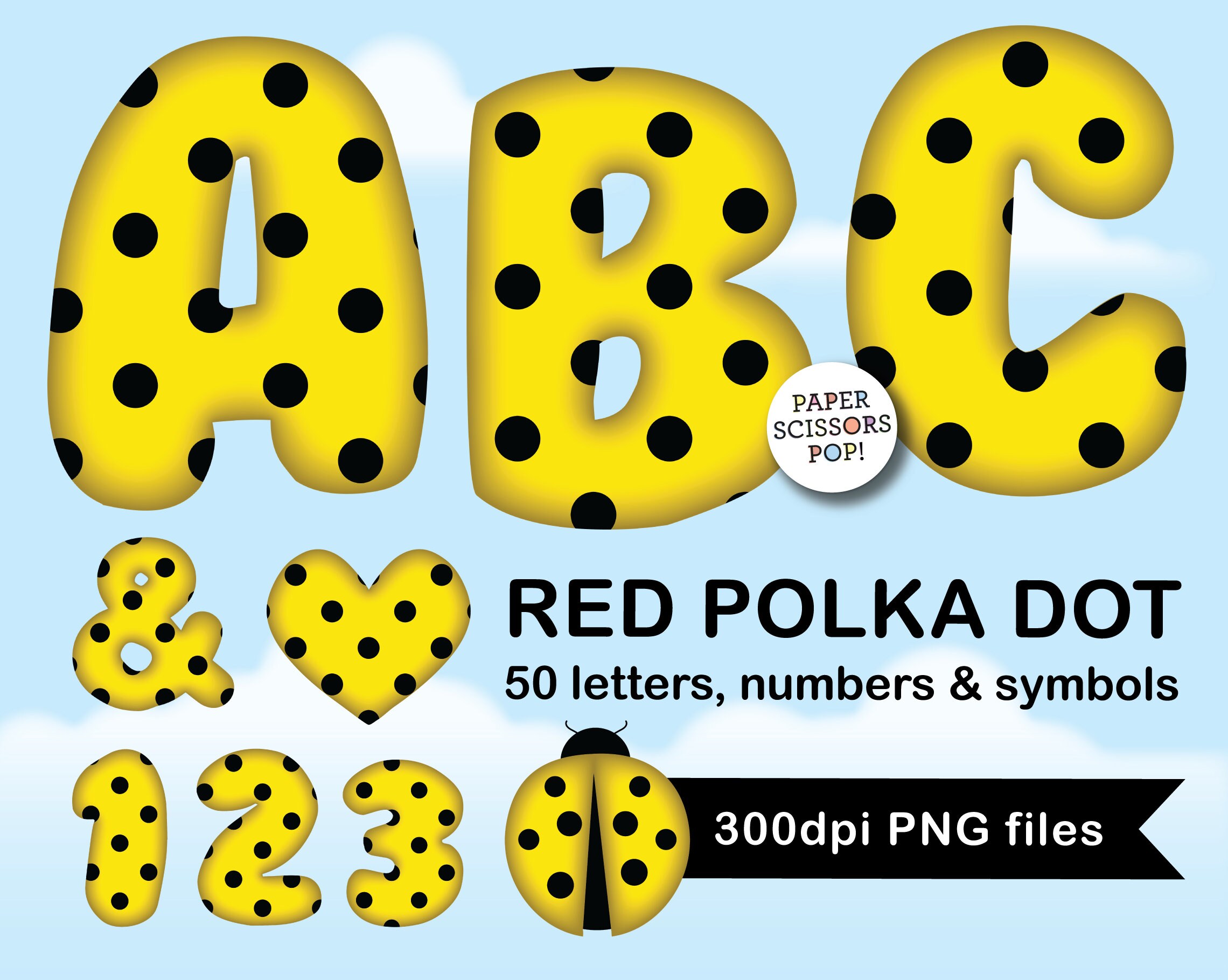 Yellow Polka Dot Alphabet Set SVG PNG Sublimation Polka Dot - Etsy