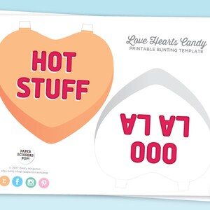 Heart Candy Printable Banner Pennant Valentines Gift, Pastel Wedding ...