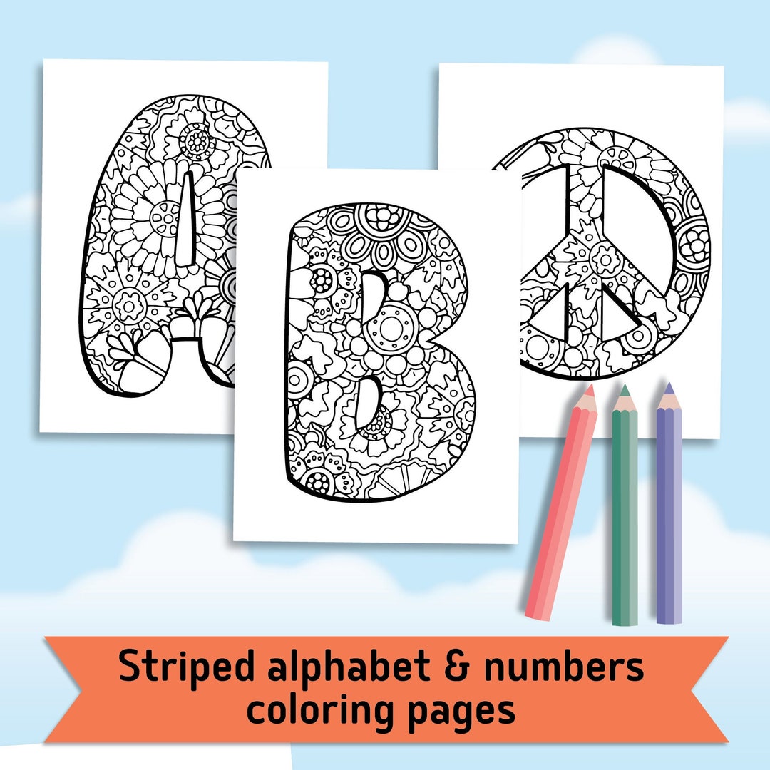 Floral Alphabet Coloring Pages, Printable Letters and Numbers, Adult ...