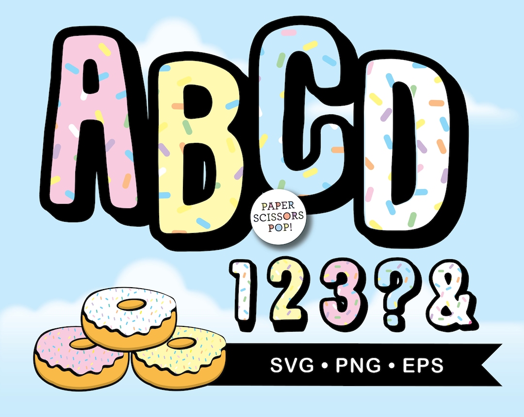 Donut Alphabet Set, PNG Sublimation, Pastel Donut Letters and Numbers ...