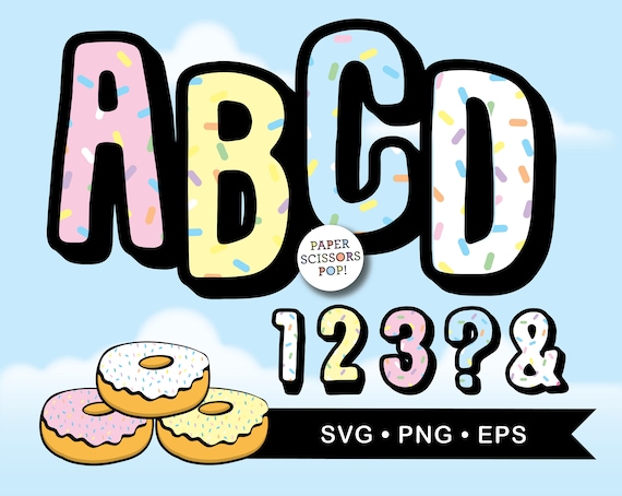 Donut alphabet set, PNG sublimation, pastel donut letters and numbers ...