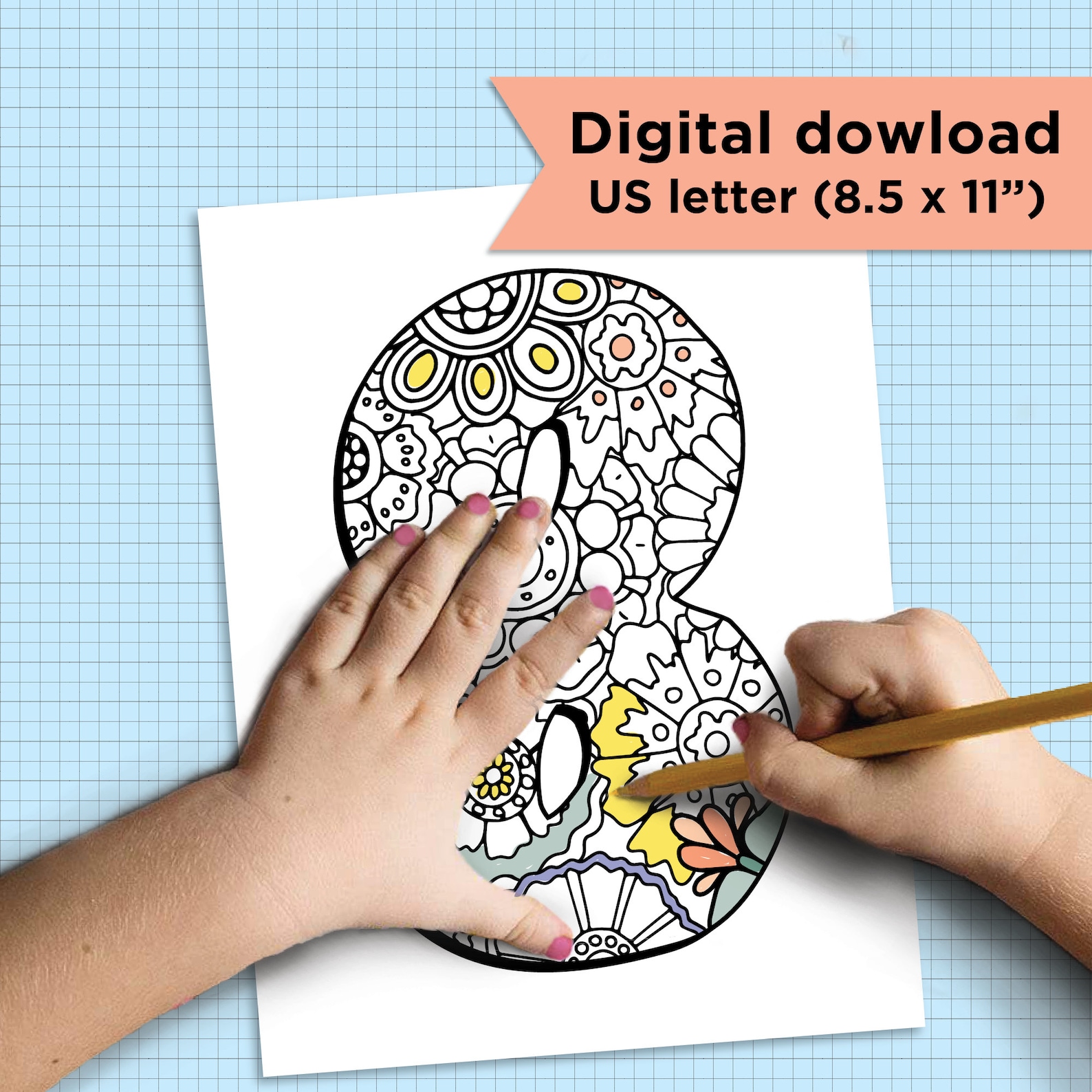 Floral Alphabet Coloring Pages, Printable Letters and Numbers, Adult ...